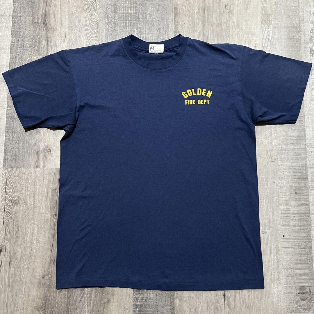 VTG Golden Colorado Fire Department 80s Faded Blue Fireman Fire Rescue ...