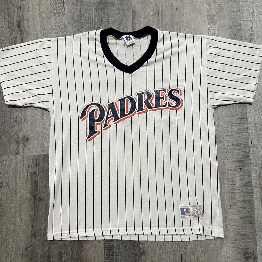 VTG San Diego Padres 80s Russell Athletic #16 White Pinstripe MLB ...