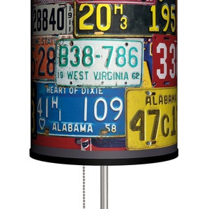 Vintage License Plate Lamp Shade Light - Fun Colorful Table Lamps ...