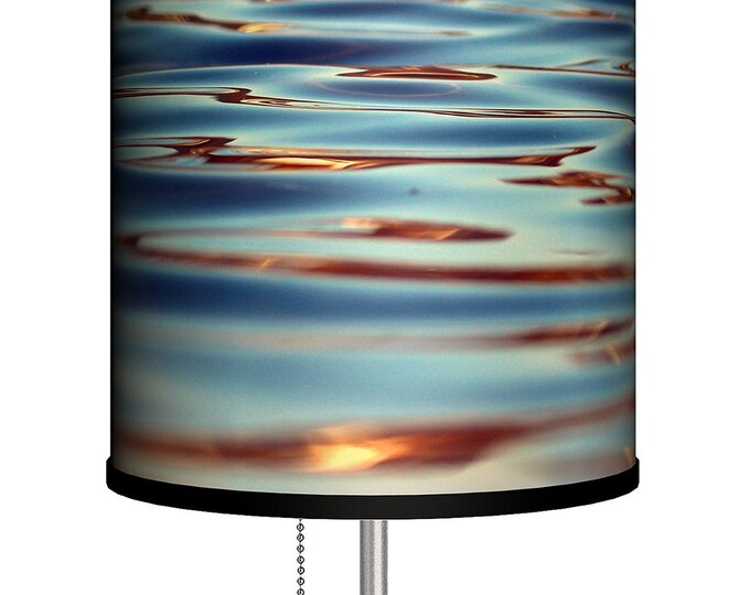 Water Lamp - Contemporary Blue Table Lamp Shade With Water Reflection ...