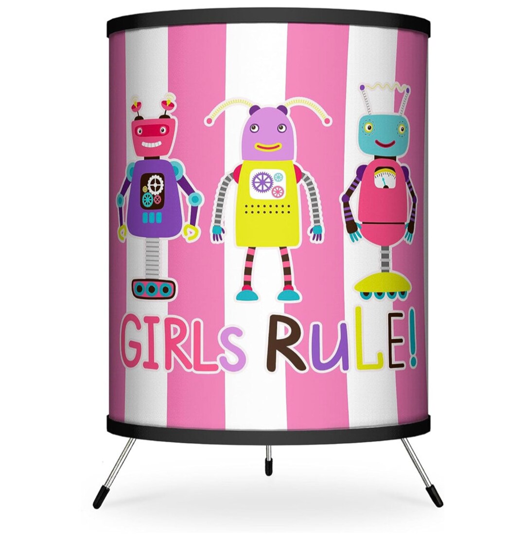 Girls Rule Pink Shade Lamp for Little Girls Bedroom Lamps for Kids Room ...