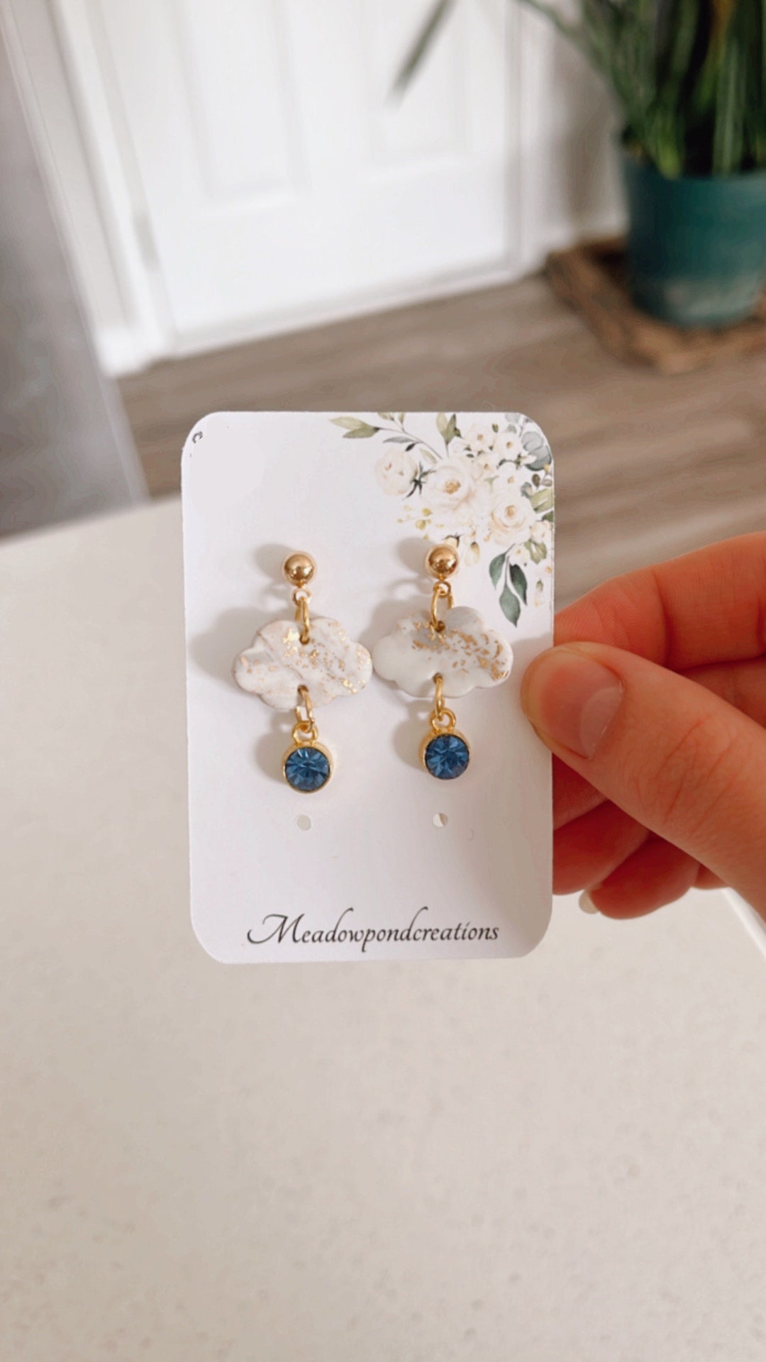 Cloud Earrings With Raindrops, Rain Cloud Earrings, Clay Raindrop ...