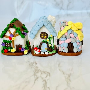 Easter Village Houses, Miniature Fairy House, Mini Garden Decor, Fairy ...