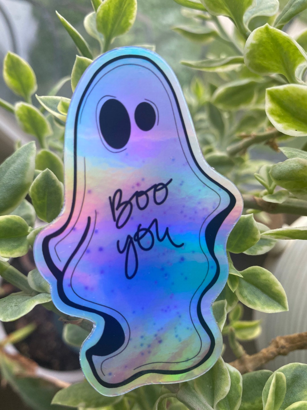 Holographic Ghost Sticker | Cute Ghost | Vinyl Sticker | Spooky Season ...