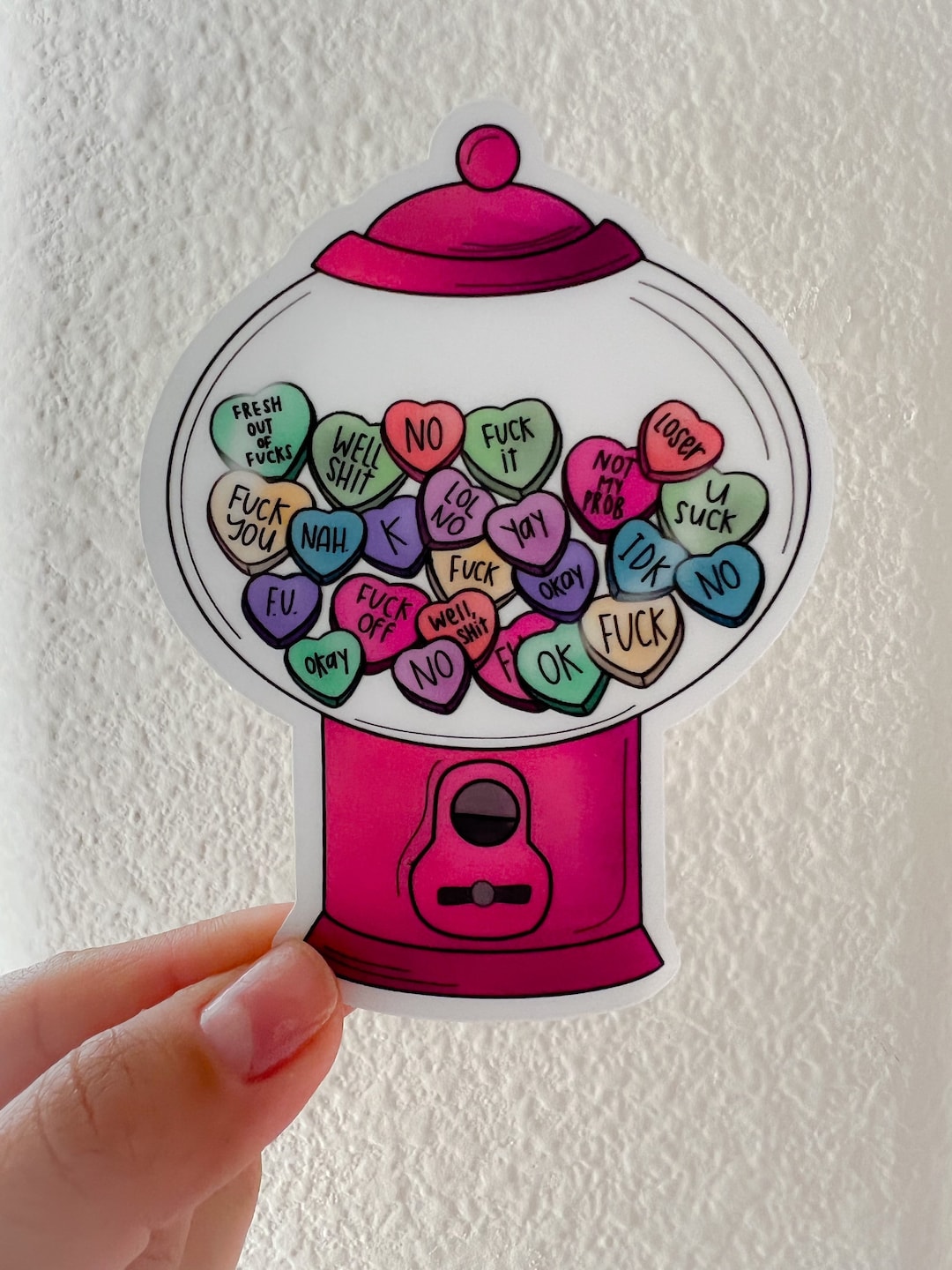 Clear Sticker Candy Heart Fck Sticker Profanity Sticker Fck It Well Sht ...