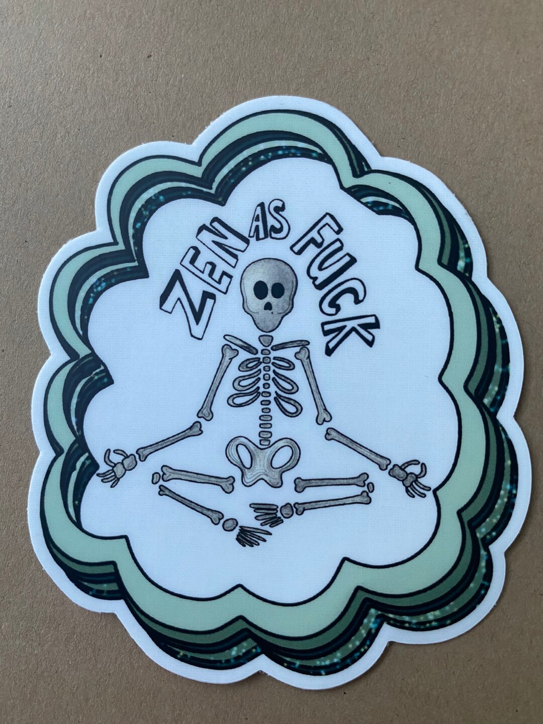 Green Zen AF Skeleton Vinyl Sticker | Halloween Sticker | Zen AF ...