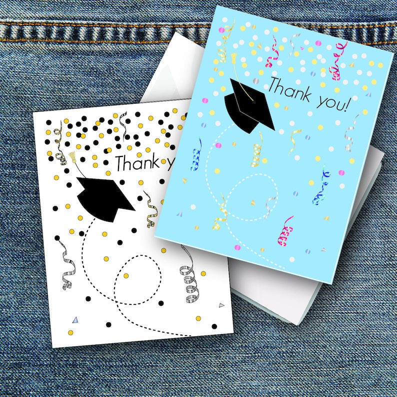 Graduation Thank You Cards, 5.5" X 4/25", Blank Inside, Envelope ...