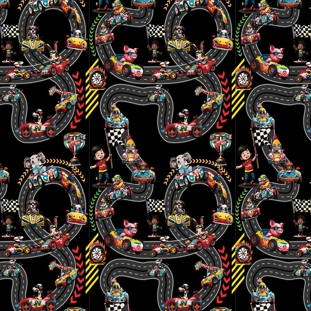 Night Track Racers Wrapping Paper, 29.5"x20.5", 5 Sheets, Heavy-duty ...