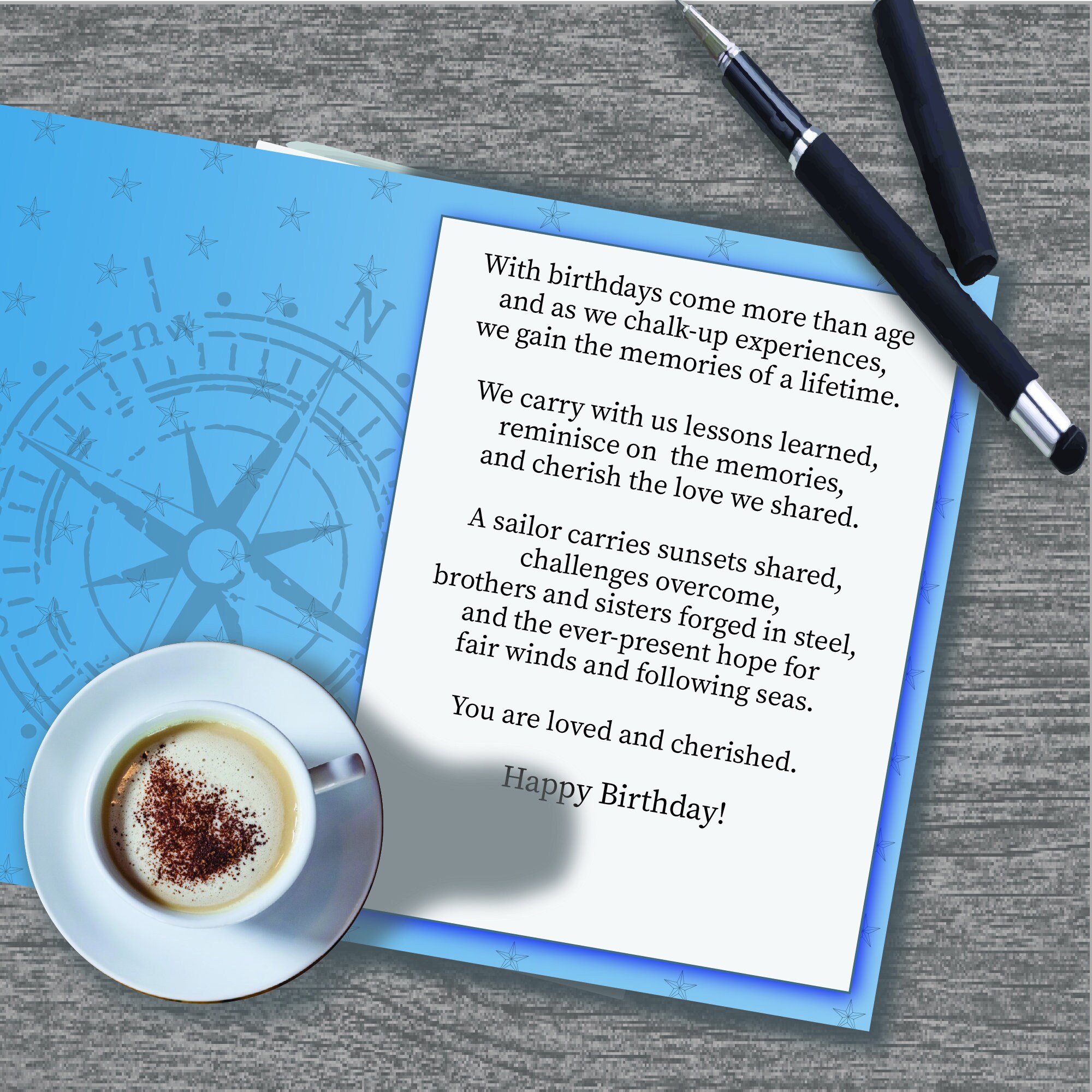 Navy Sailor Birthday Card, 5.5" X 4.25", Copy Inside, Envelope Included ...