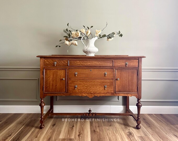 Antique Buffet, Tiger Oak, Sideboard, Credenza, TV Stand - Etsy