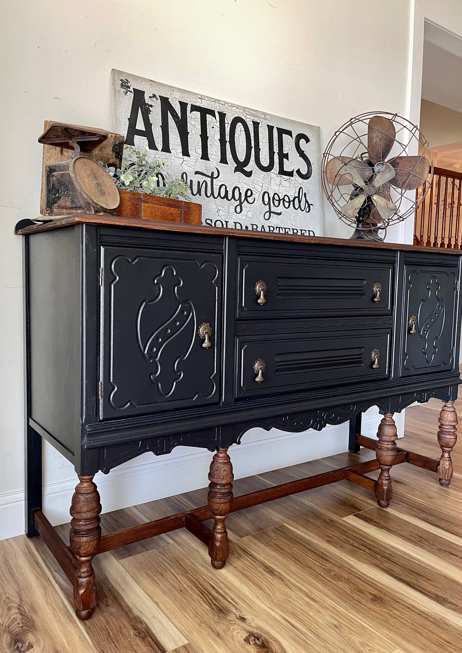 Antique Buffet Black Buffet TV Stand Antique Dresser - Etsy
