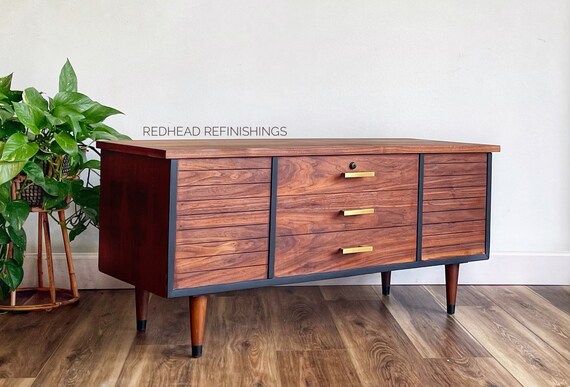 Mid Century Modern Cedar Chest MCM Bench Blanket Storage | Etsy