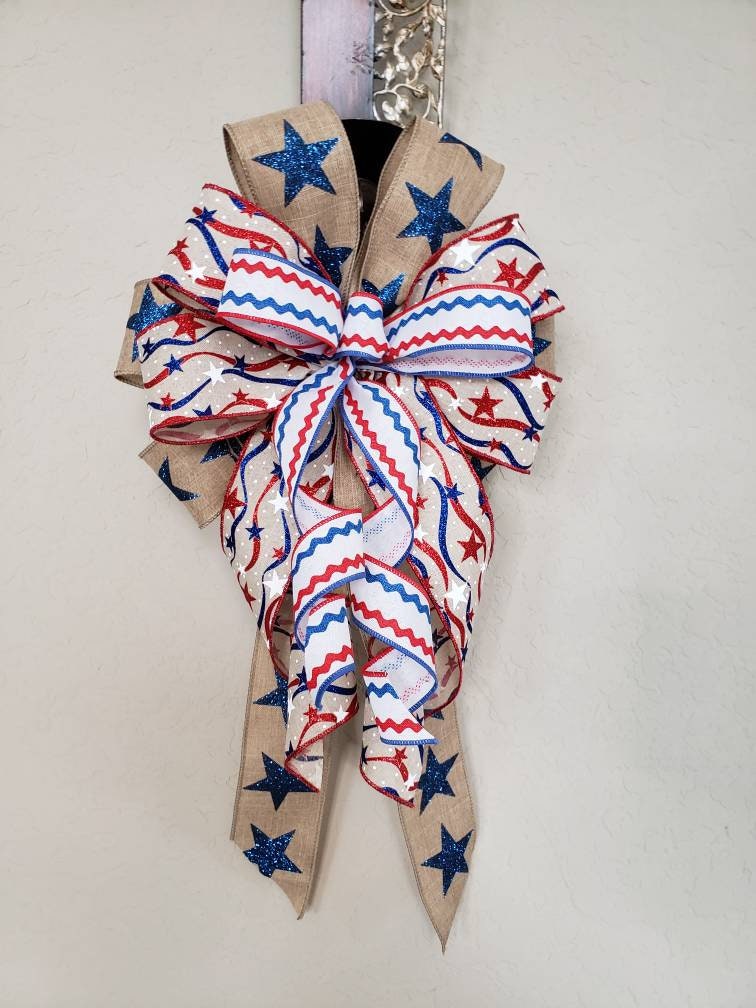 Premade Country Style Patriotic Bow Will Be the Perfect | Etsy