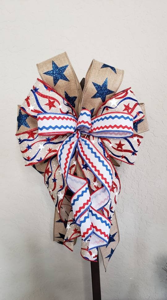 Premade Country Style Patriotic Bow Will Be the Perfect | Etsy