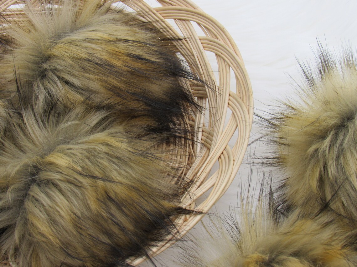 Light brown faux fur fabric Light brown faux fur Pom Pom Big | Etsy