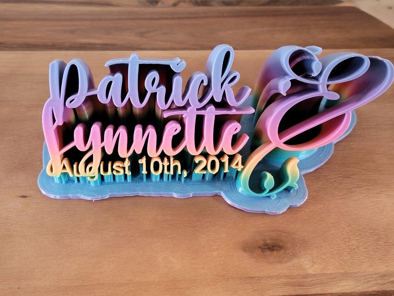 Personalized Couple's Name and Anniversary Date Desk Decoration, 3D ...