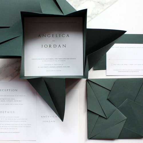 Unique Origami Wedding Invitation Elegant Sweet 16 - Etsy