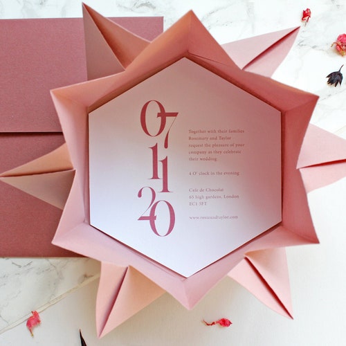 Elegant Wedding Invitation Set Printed Origami Invitation - Etsy