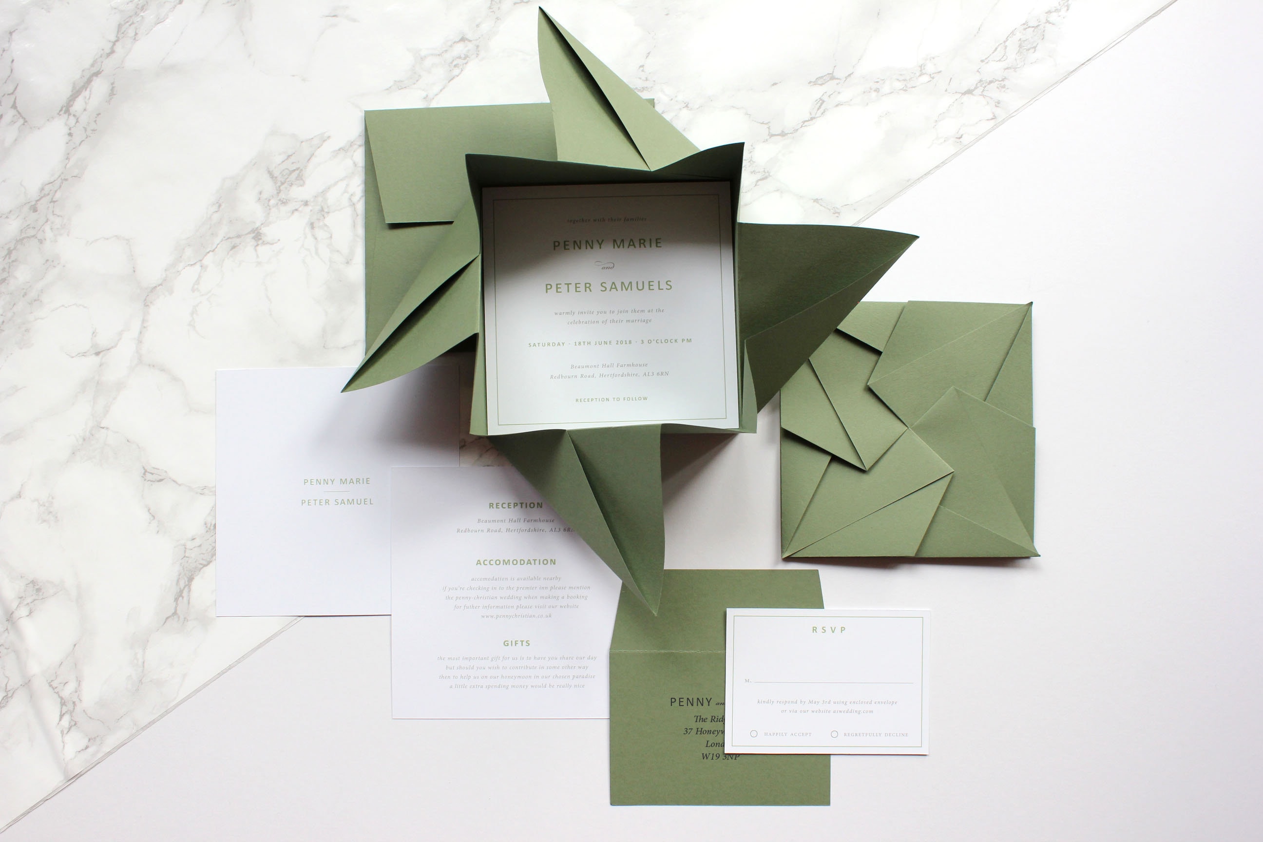 Luxury Wedding Invitation | Origami Invitation Set | Unique Invitation ...