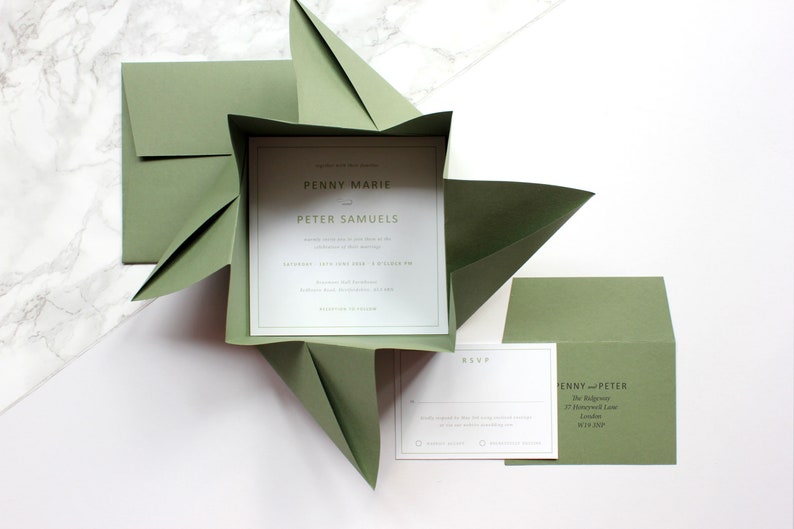 Luxury Wedding Invitation Origami Invitation Set Unique Invitation ...