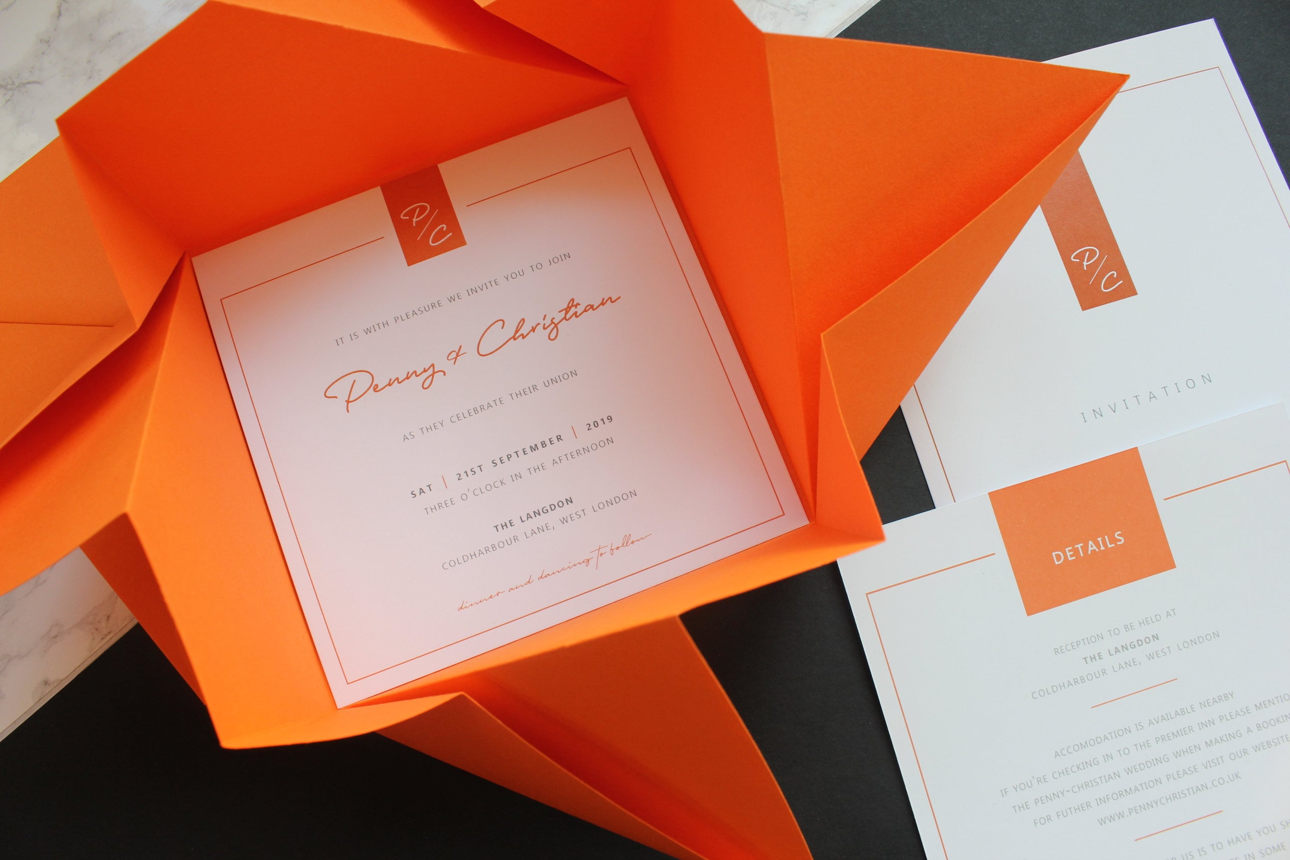 Wedding Invitation Set Modern Origami Invitation Unique | Etsy