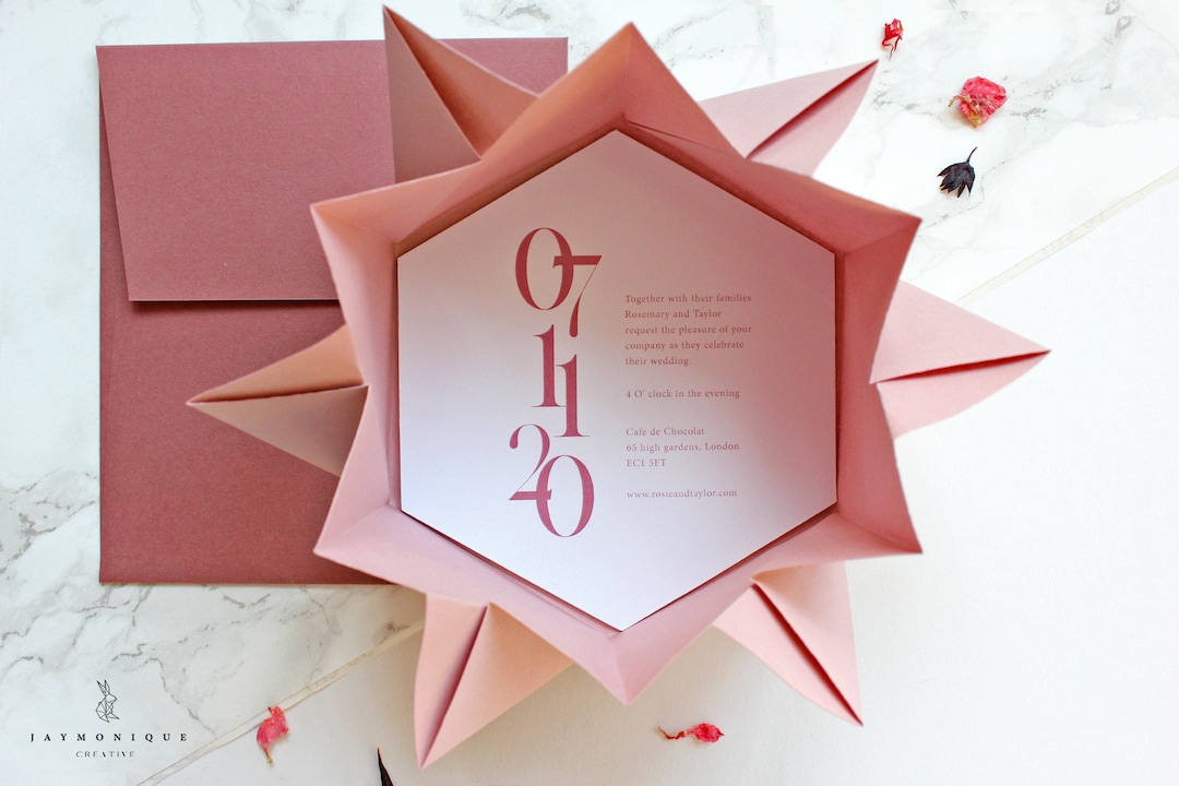 Elegant Wedding Invitation Set | Printed Origami Invitation | Unique ...