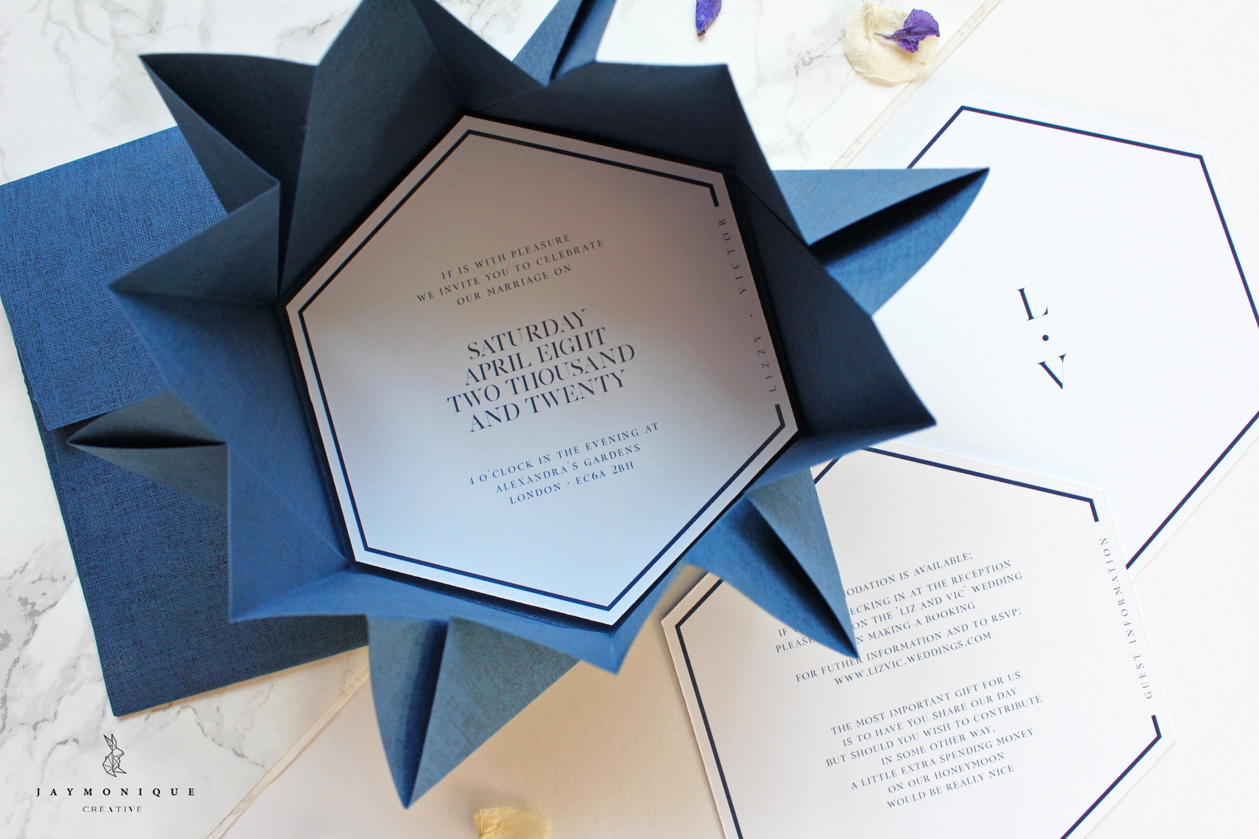 Wedding Invitation Set Printed Origami Invitation Unique | Etsy