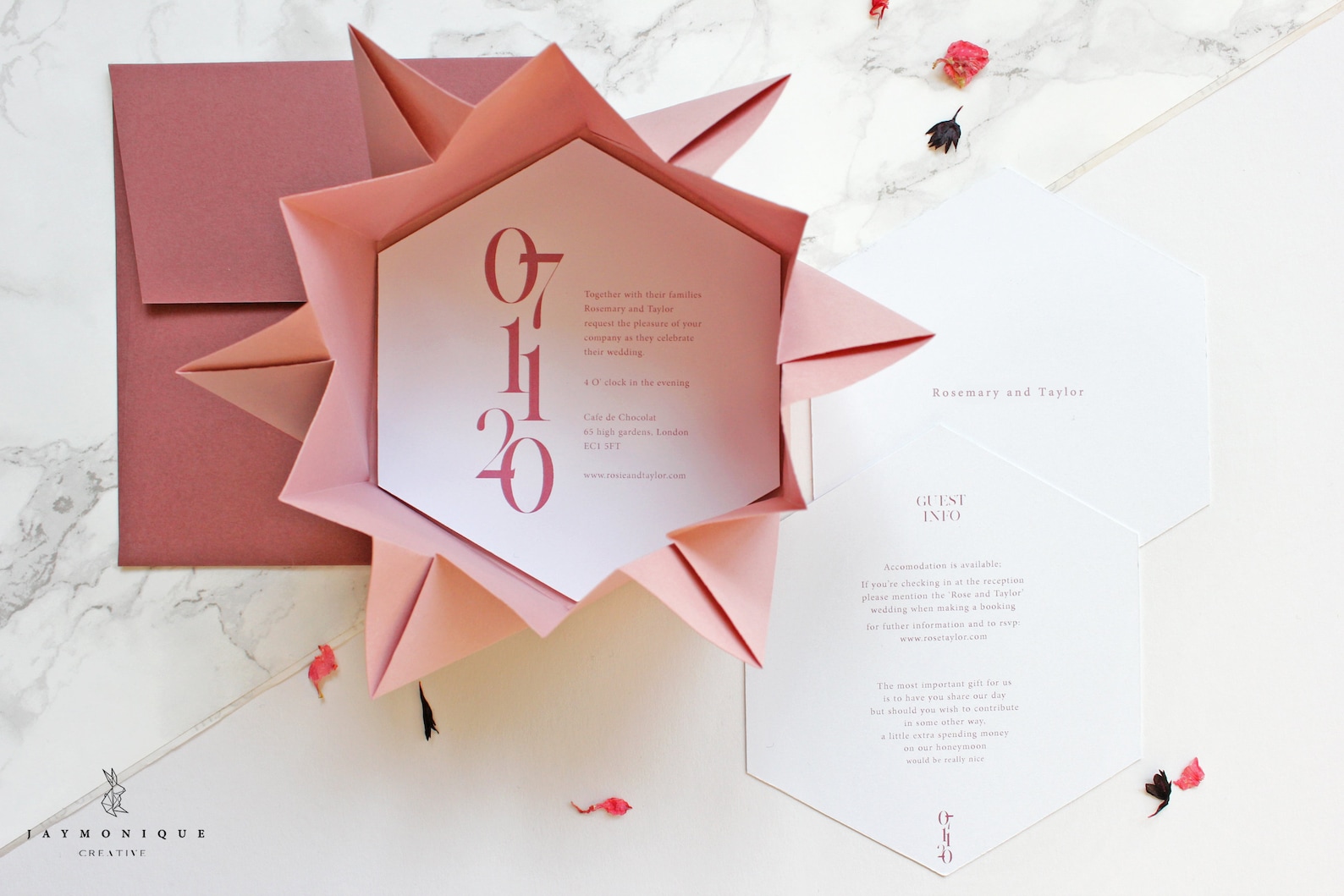 Elegant Wedding Invitation Set | Printed Origami Invitation | Unique ...