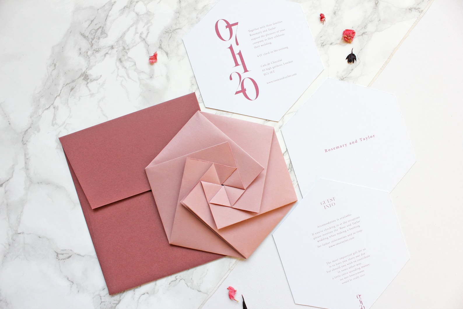 Elegant Wedding Invitation Set | Printed Origami Invitation | Unique ...