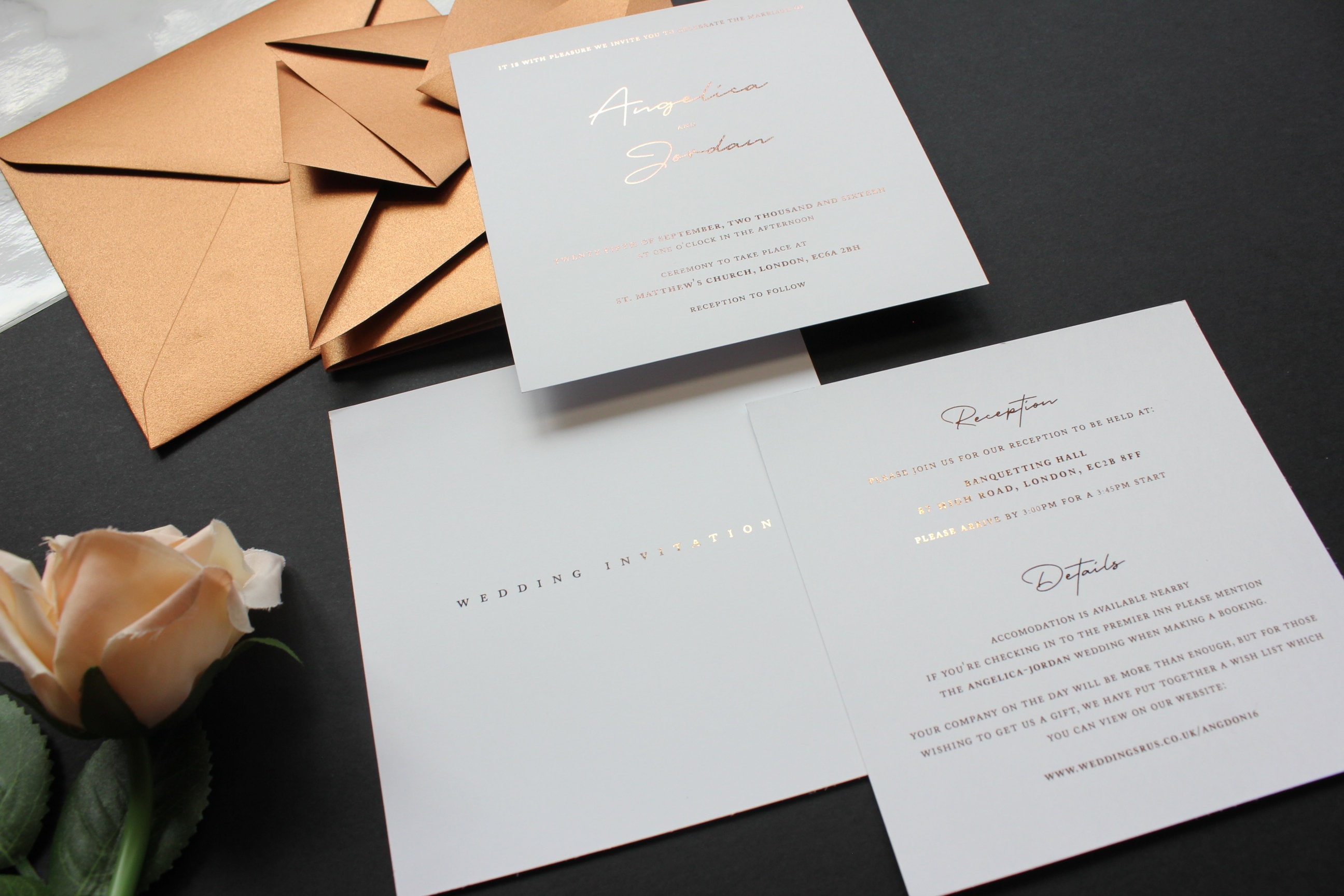 Rose Gold Wedding Invitation | Luxury Handmade Origami Invitation ...