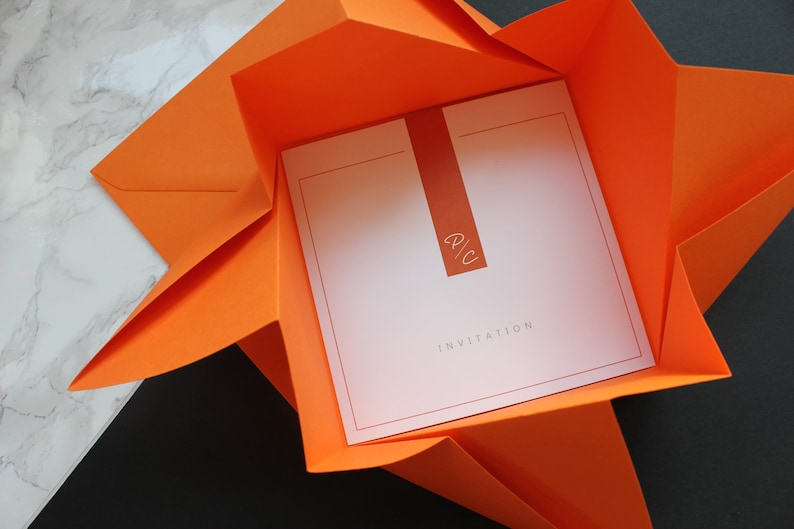 Wedding Invitation Set Modern Origami Invitation Unique - Etsy