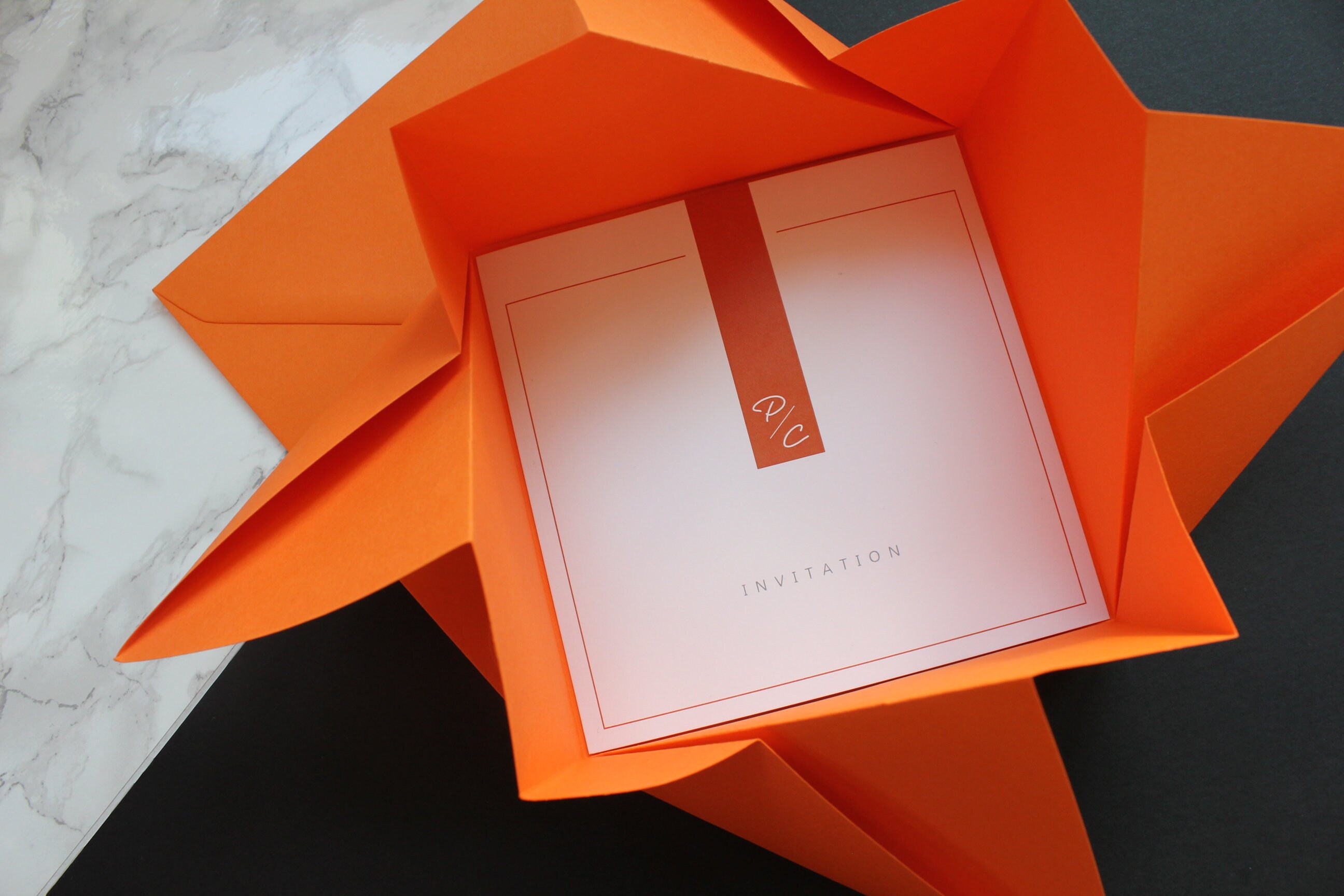 Wedding Invitation Set Modern Origami Invitation Unique | Etsy