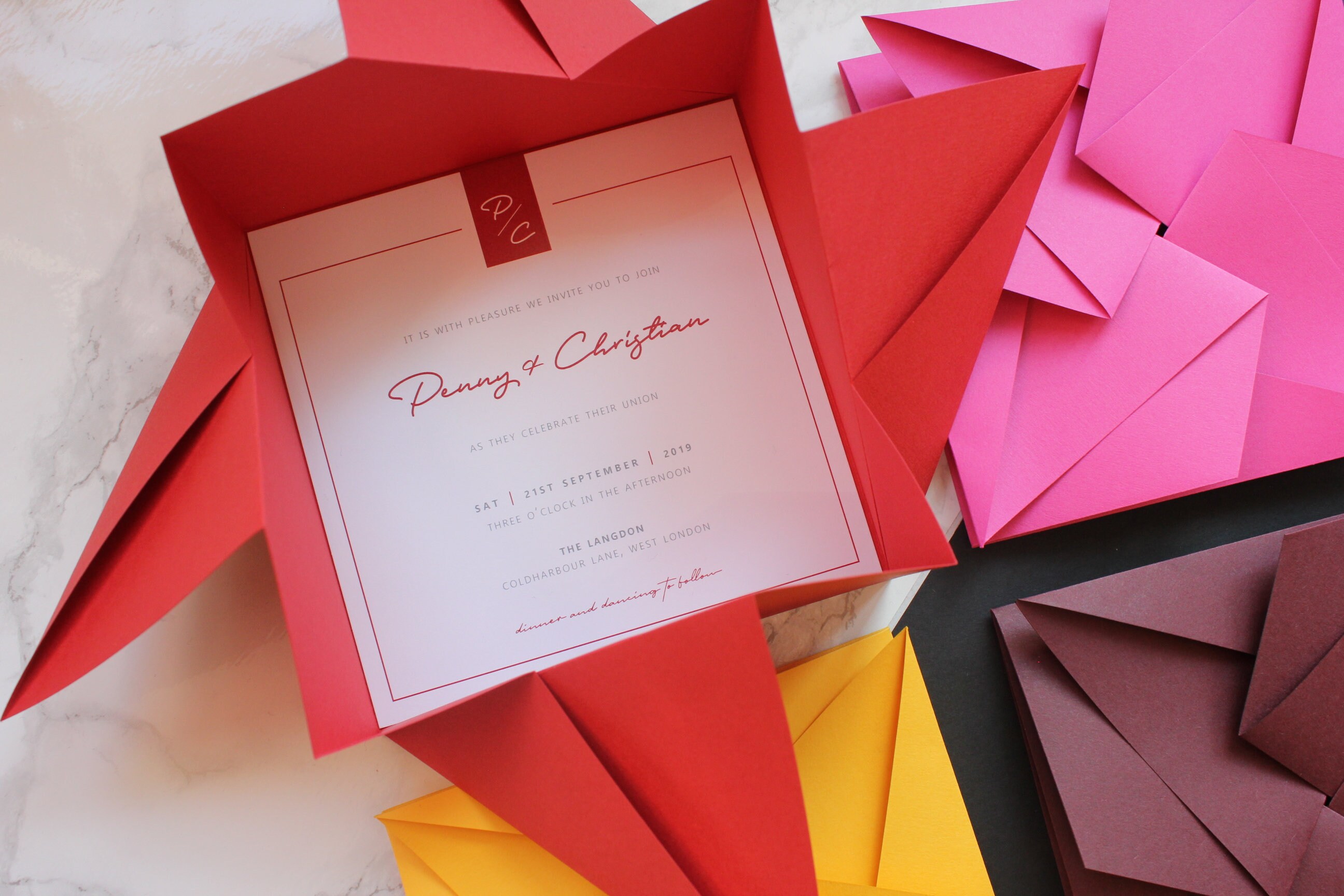 Wedding Invitation Set Modern Origami Invitation Unique | Etsy