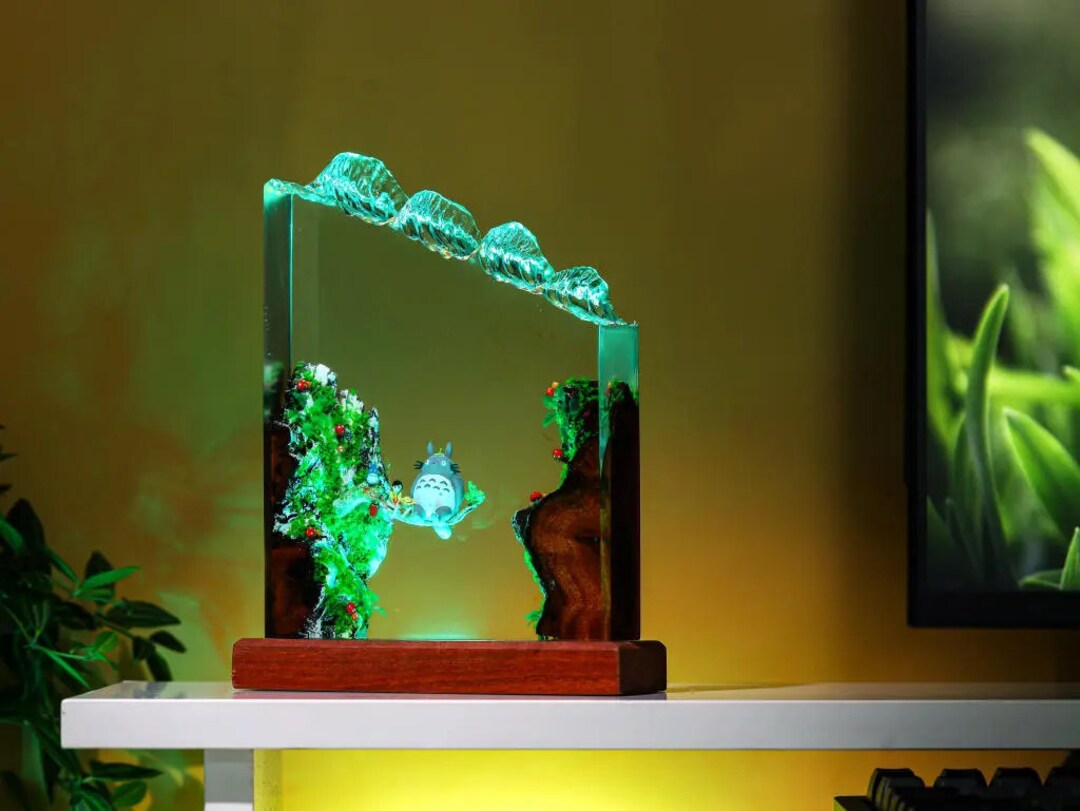 My Neighbor Totoro Epoxy Resin Wood Lamp Night Light Unique Her Him Mom ...