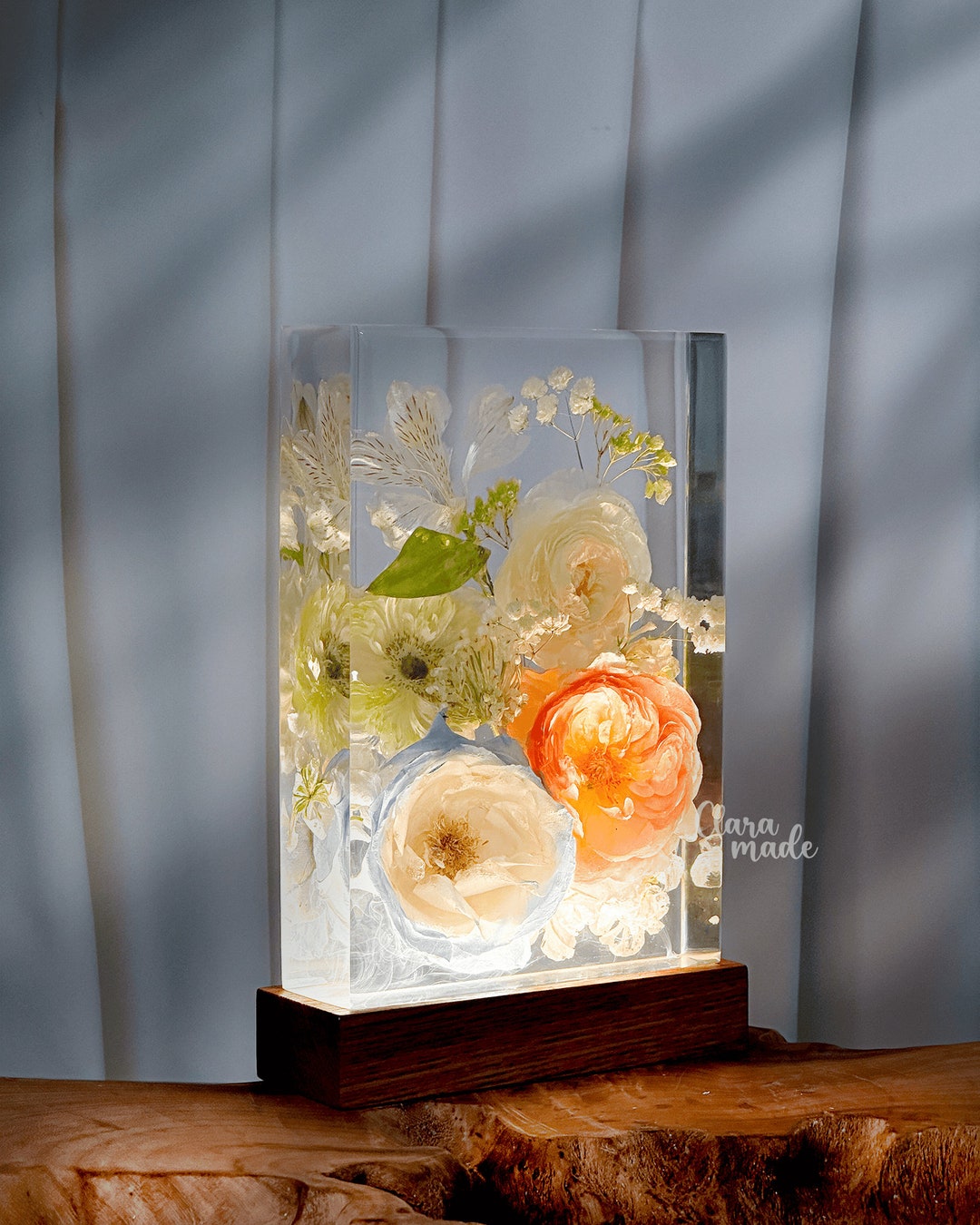 Eternal Dried Flower Lamps, Epoxy Resin Nigh Light CL01, Timeless Gifts ...