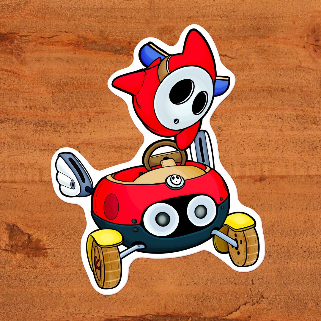 Red Shyguy Driving Red Biddybuggy Glossy Vinyl Nintendo Shy Guy Video ...