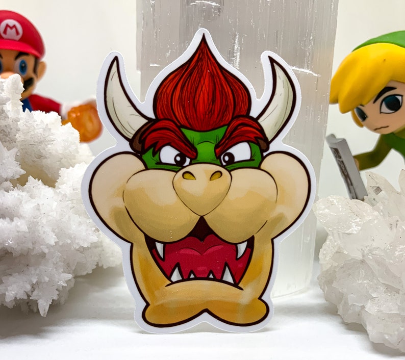 Bowser Face Super Mario Nintendo Sticker on Glossy Vinyl - Etsy