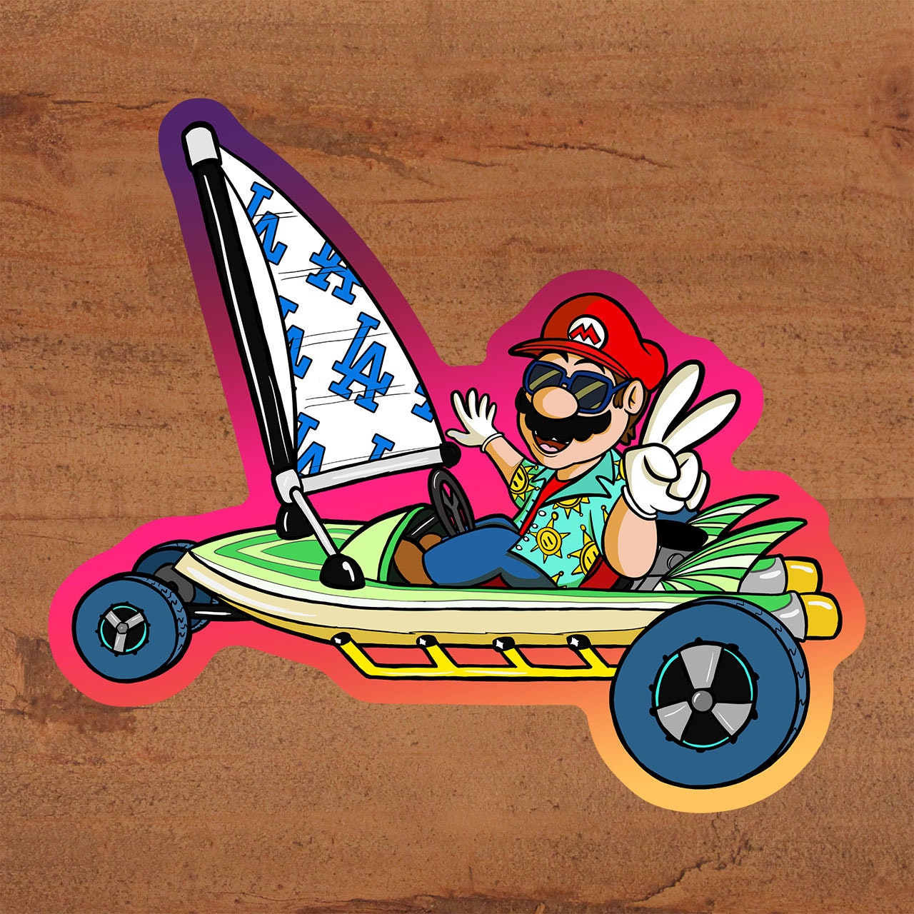 Super Mario Driving the Surf Sailer from Mario Kart Tour Los | Etsy