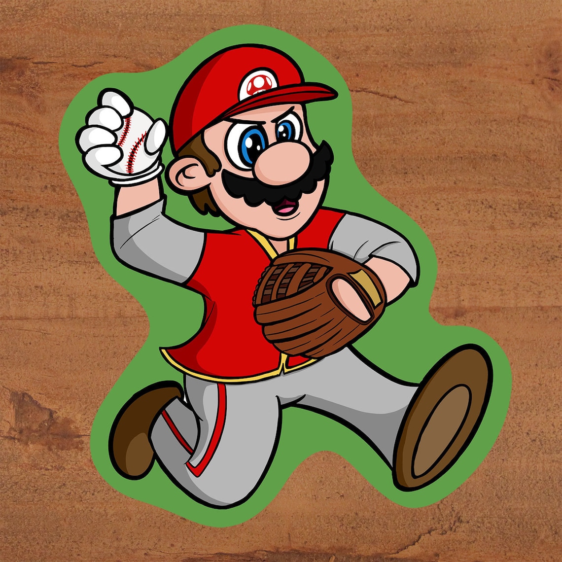 Super Mario Throwing a Baseball Nintendo Glossy White Vinyl | Etsy