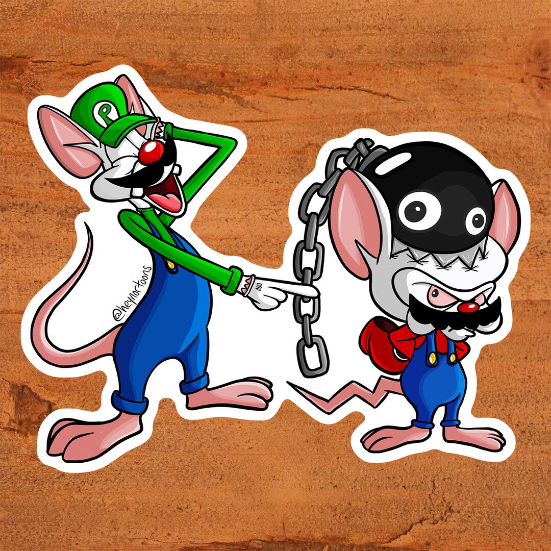 Pinky and the Mario - Mario Bros/pinky & the Brain Mash-up Sticker on ...