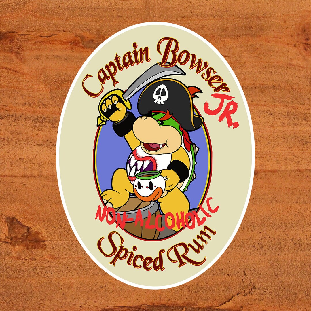 Captain Bowser Jr. Non-alcoholic Spiced Rum Nintendo Sticker on Glossy ...