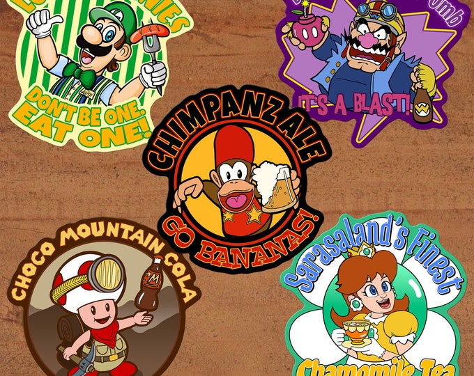 Super Mario Essen & Trinken Logo Sticker Pack #1 - Luigi, Diddy Kong ...
