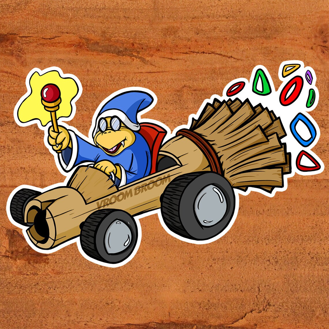 Kamek Driving the Vroom Broom Mario Kart Nintendo Sticker on - Etsy