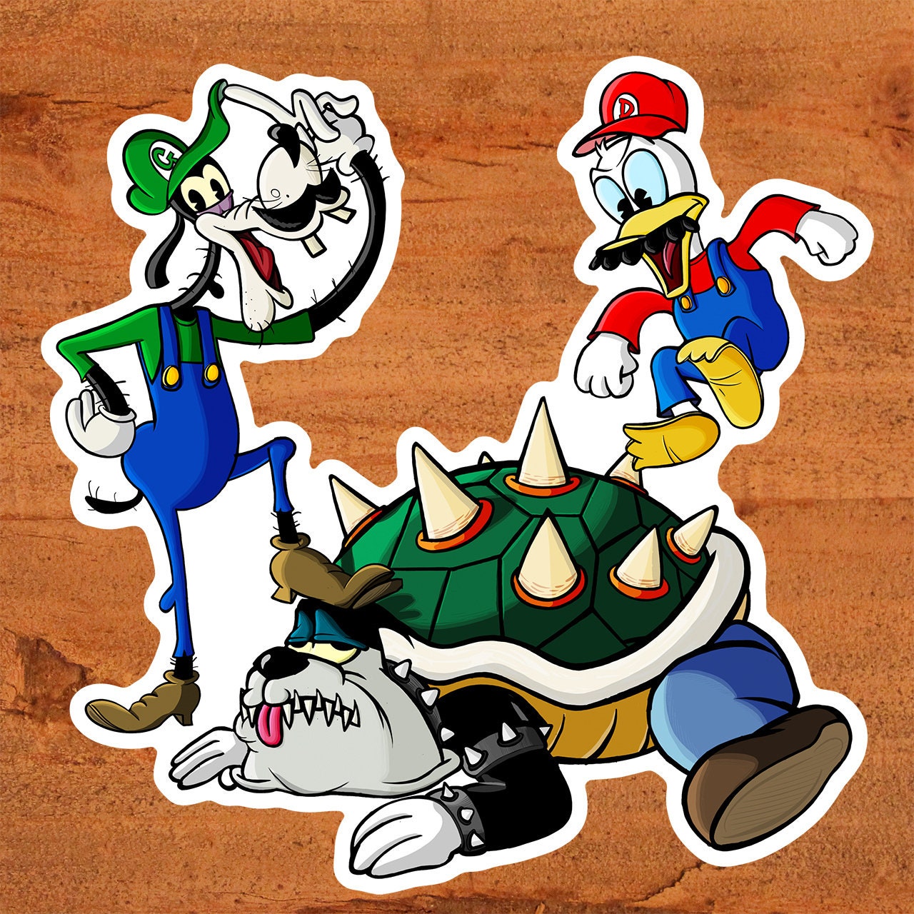 Super...Duck Bros Mario Bros and Mickey Mouse Mash-up Sticker | Etsy