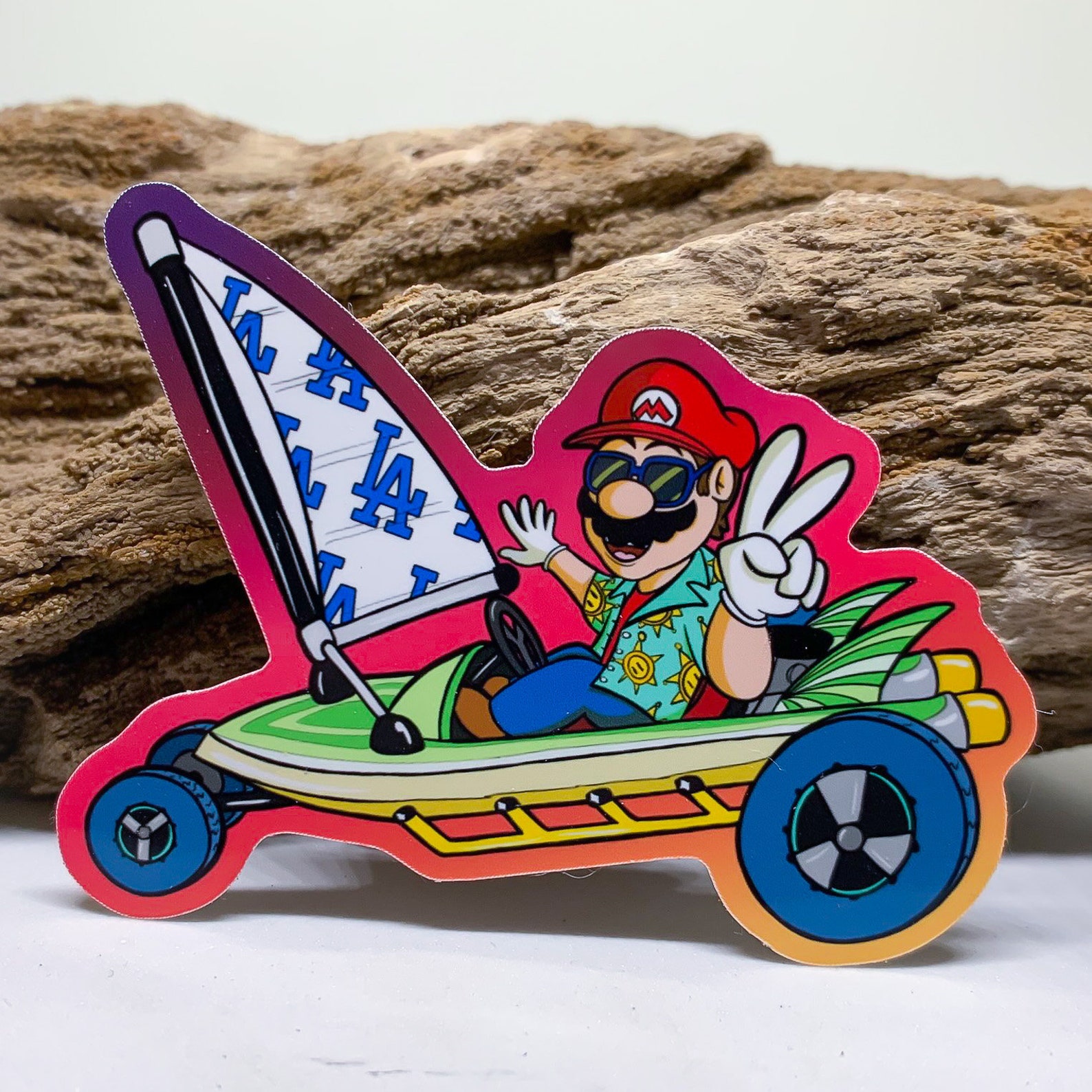 Super Mario Driving the Surf Sailer From Mario Kart Tour Los - Etsy
