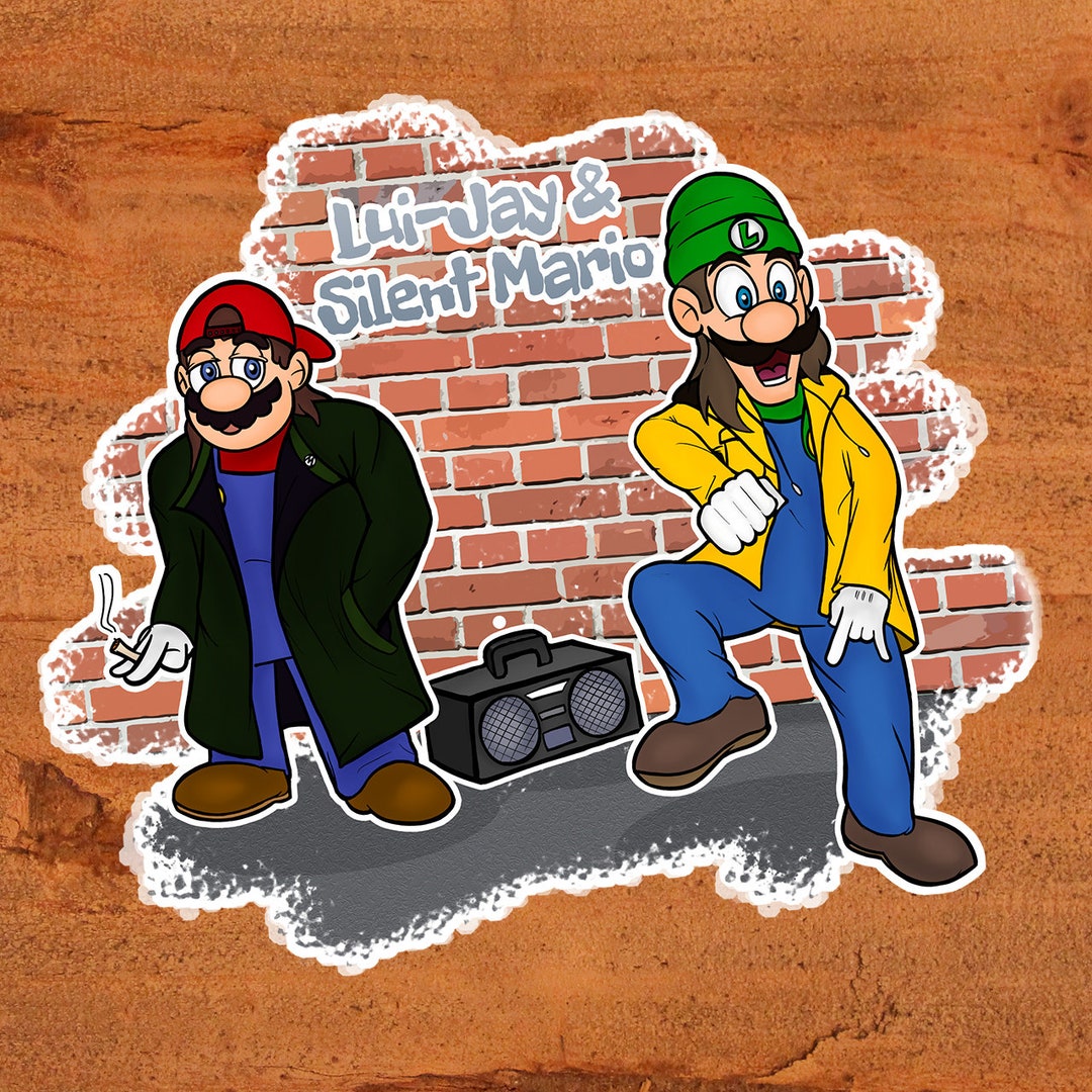 Lui-jay & Silent Mario Sticker (parody of Jay and Silent Bob, Mario and ...
