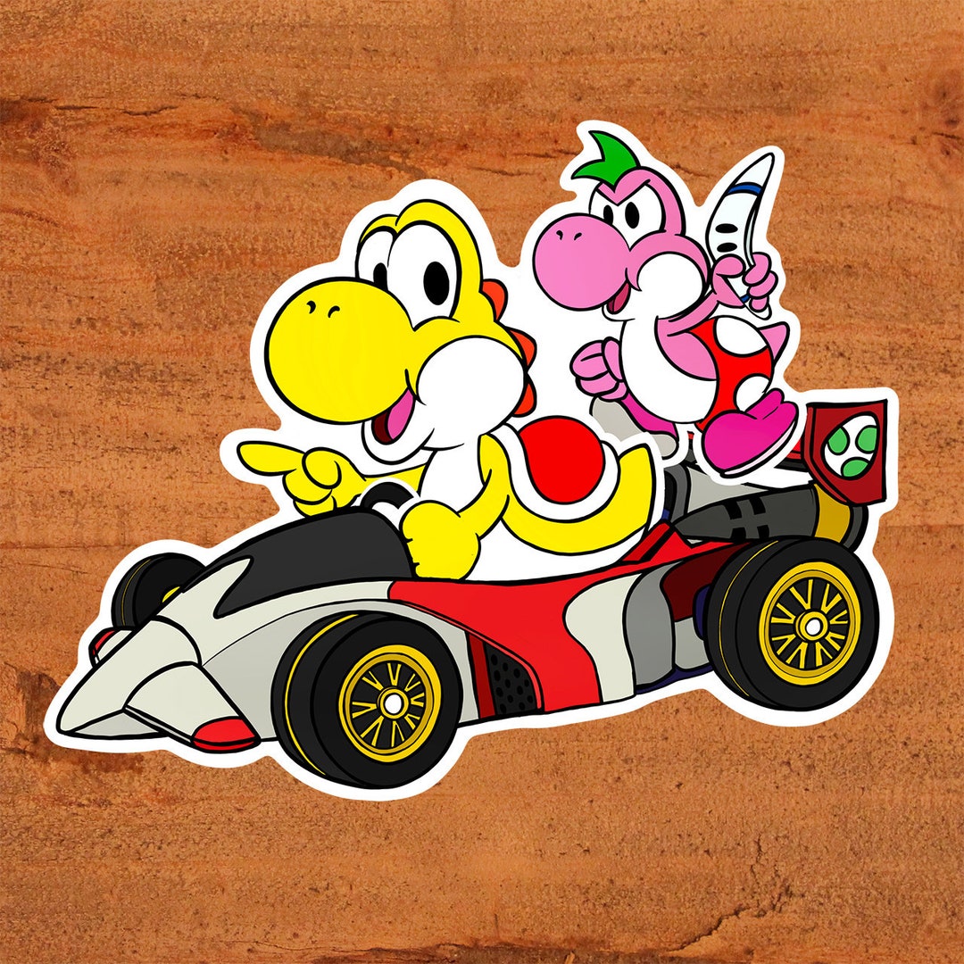 Paper Mario-style Yoshi Kart Sticker - 3 Different Color Choices ...
