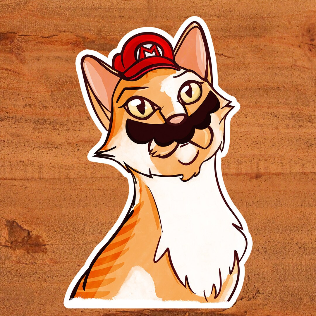 Super Mario Cat Nintendo Sticker 3 Cat Colors Available Glossy Vinyl ...