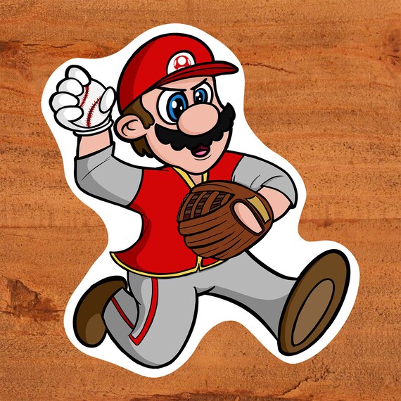 Super Mario Throwing a Baseball Nintendo Glossy White Vinyl | Etsy
