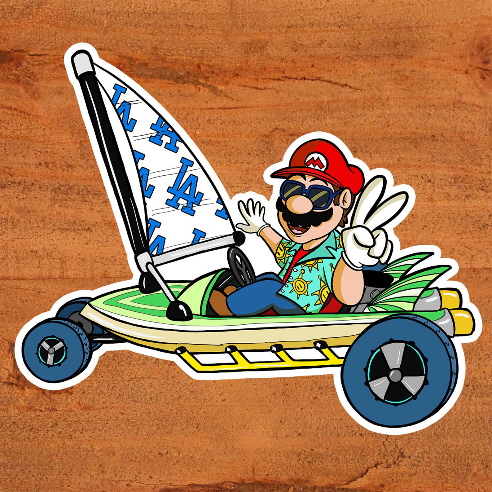 Super Mario Driving the Surf Sailer From Mario Kart Tour Los - Etsy